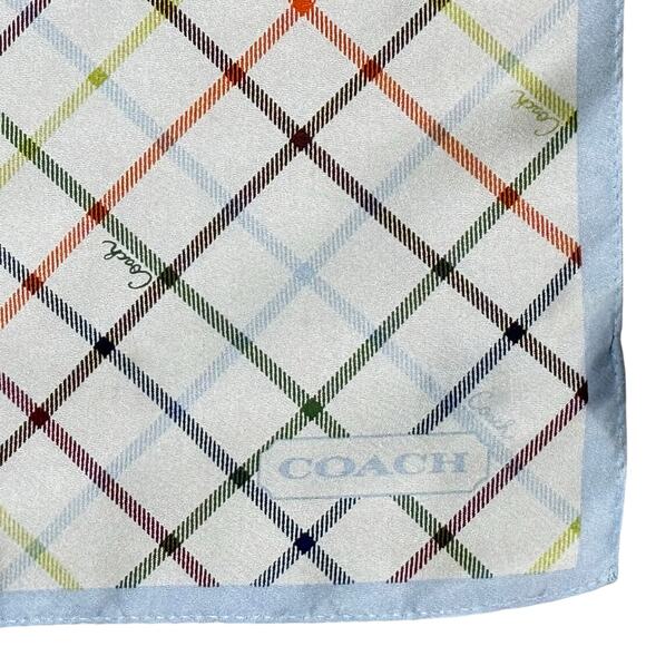 Coach | Accessories | Coach 0 Silk Scarf Multicolor Plaid With Coach ...